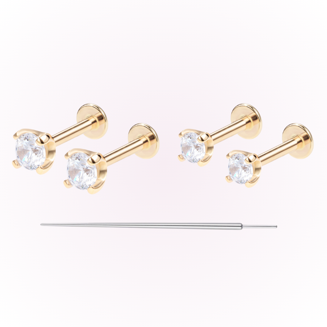 The Flatback Starter Set – 14k Gold – Tori Ear Piercing