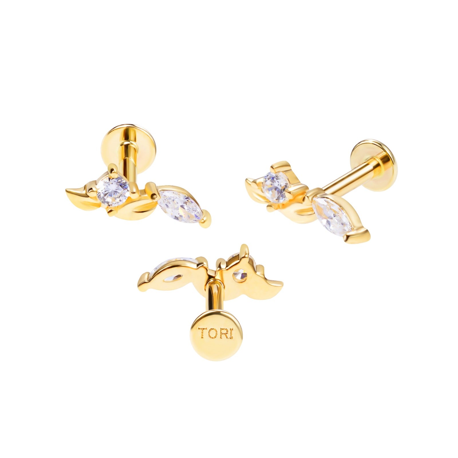 Perennial - Threadless Flatback Stud – Tori Ear Piercing